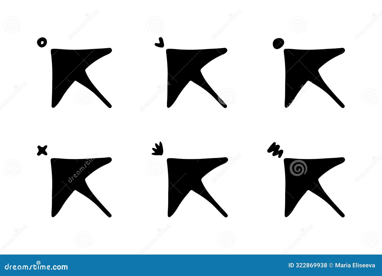 Doodle Black Arrow Click Icon Set. Hand Drawn Mouse Cursor. Button ...