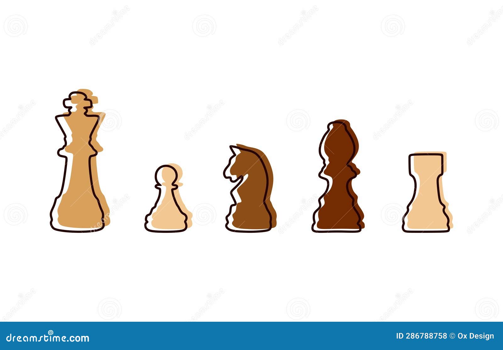Doodle Black, Brown and White Chess Set. World Chess Day. Stock ...
