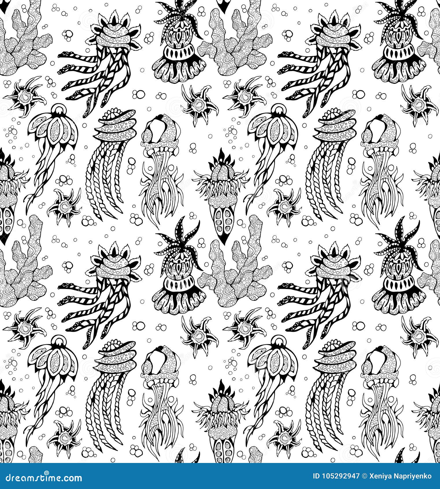 Doodle Black and White Abstract Hand-drawn Background. Stock ...