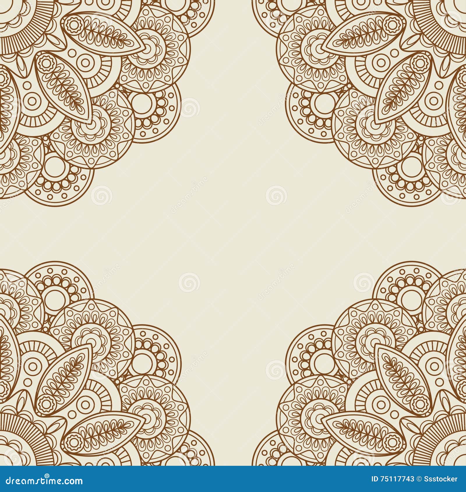 Doodle Boho Floral Henna Tattoo Frame Stock Vector - Illustration of ...