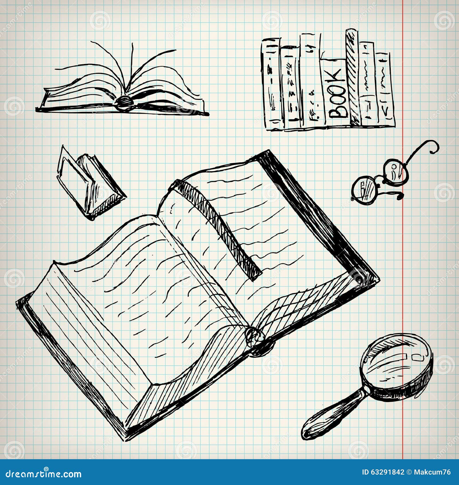 Doodle Books Set stock vector. Illustration of sketchy - 63291842