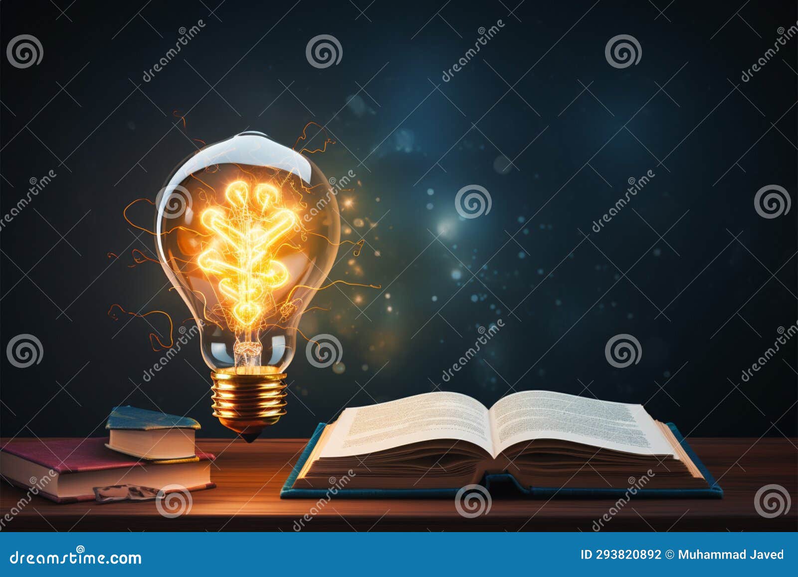 Doodle of Books and a Shining Light Bulb, Creativity Ignited Stock ...