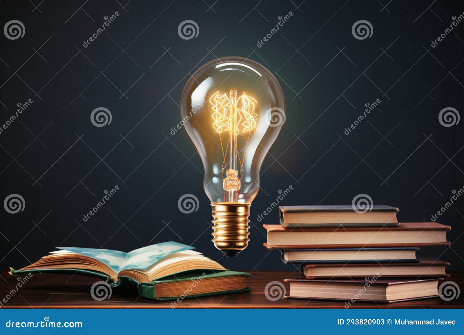 Doodle of Books and a Shining Light Bulb, Creativity Ignited Stock ...