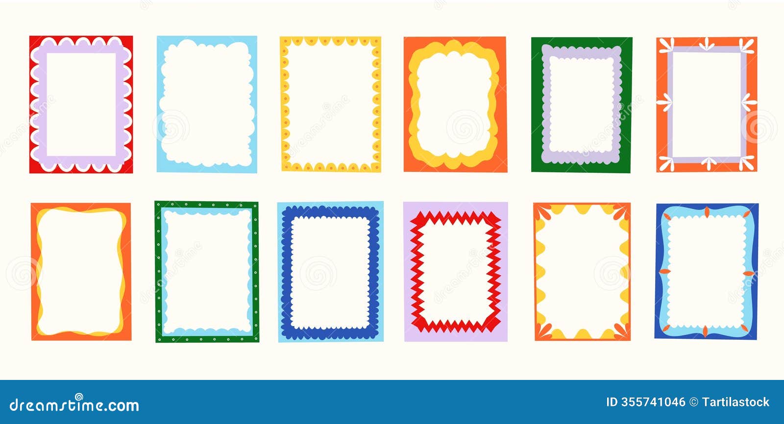 Doodle Border Frame. Decorative Abstract Wavy Edge Geometric Shapes ...