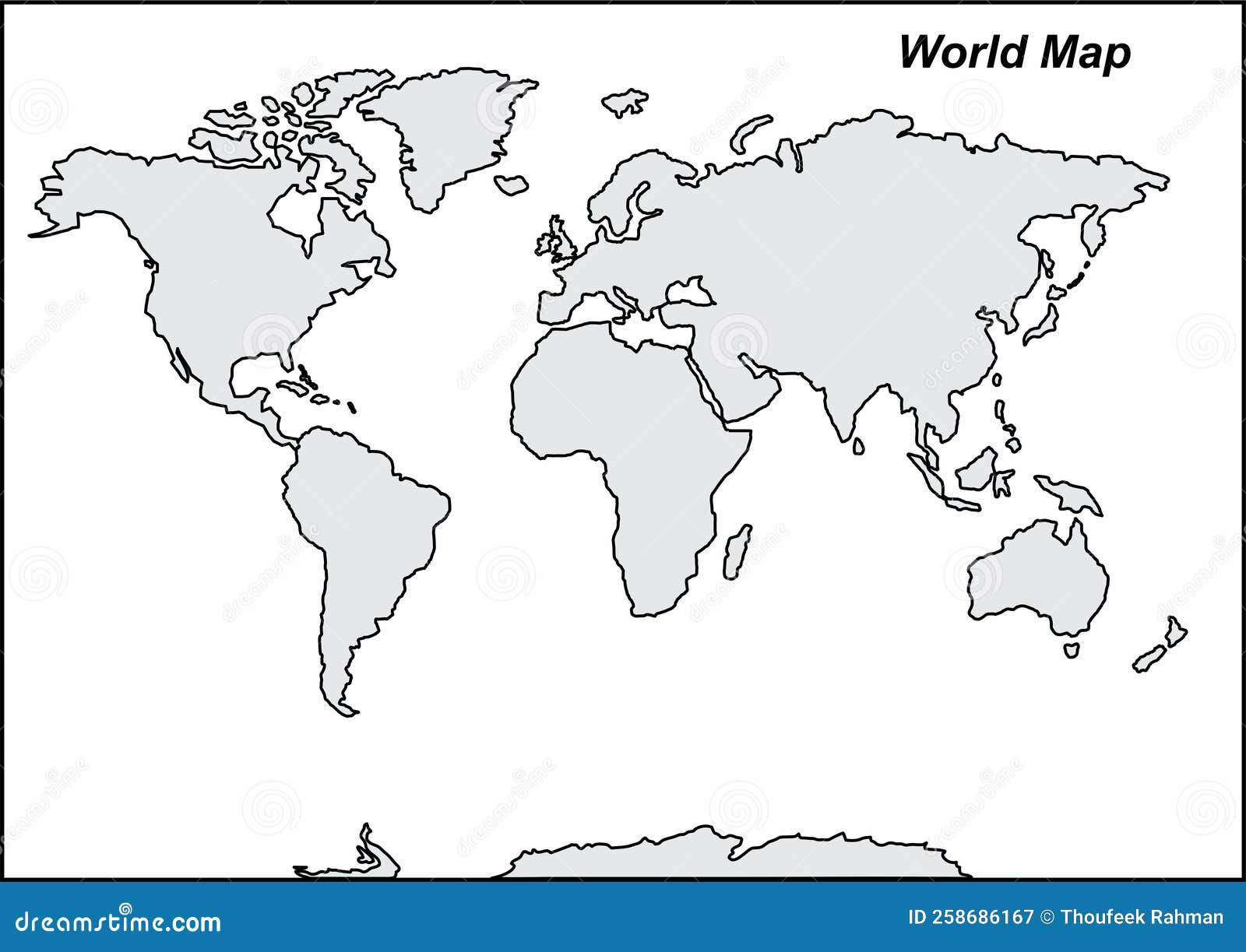 World Map Outline Silhouette for Learning Stock Vector - Illustration ...
