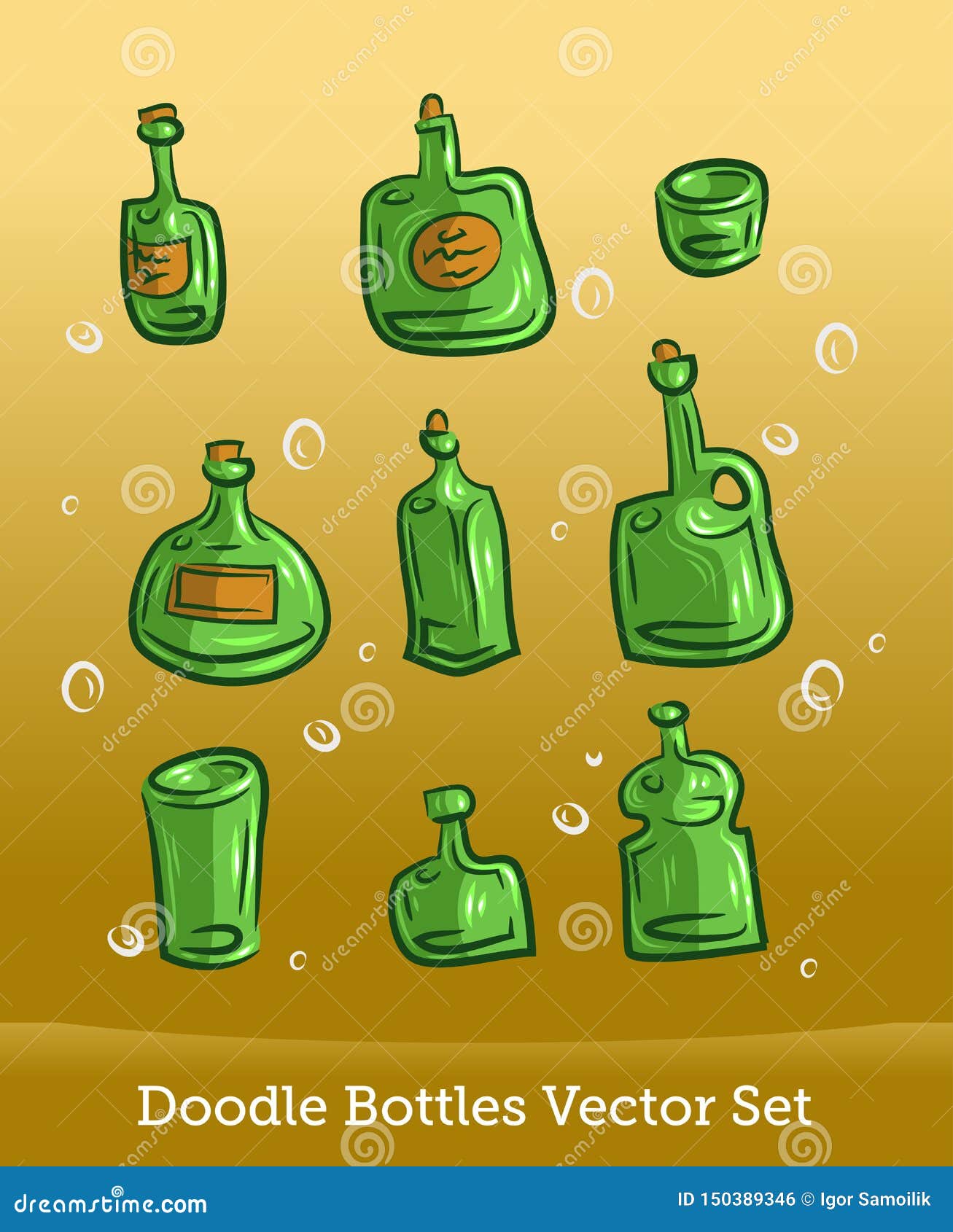 Doodle Bottle With Bacteria. Cartoon Illustration Of Fermented Milk ...