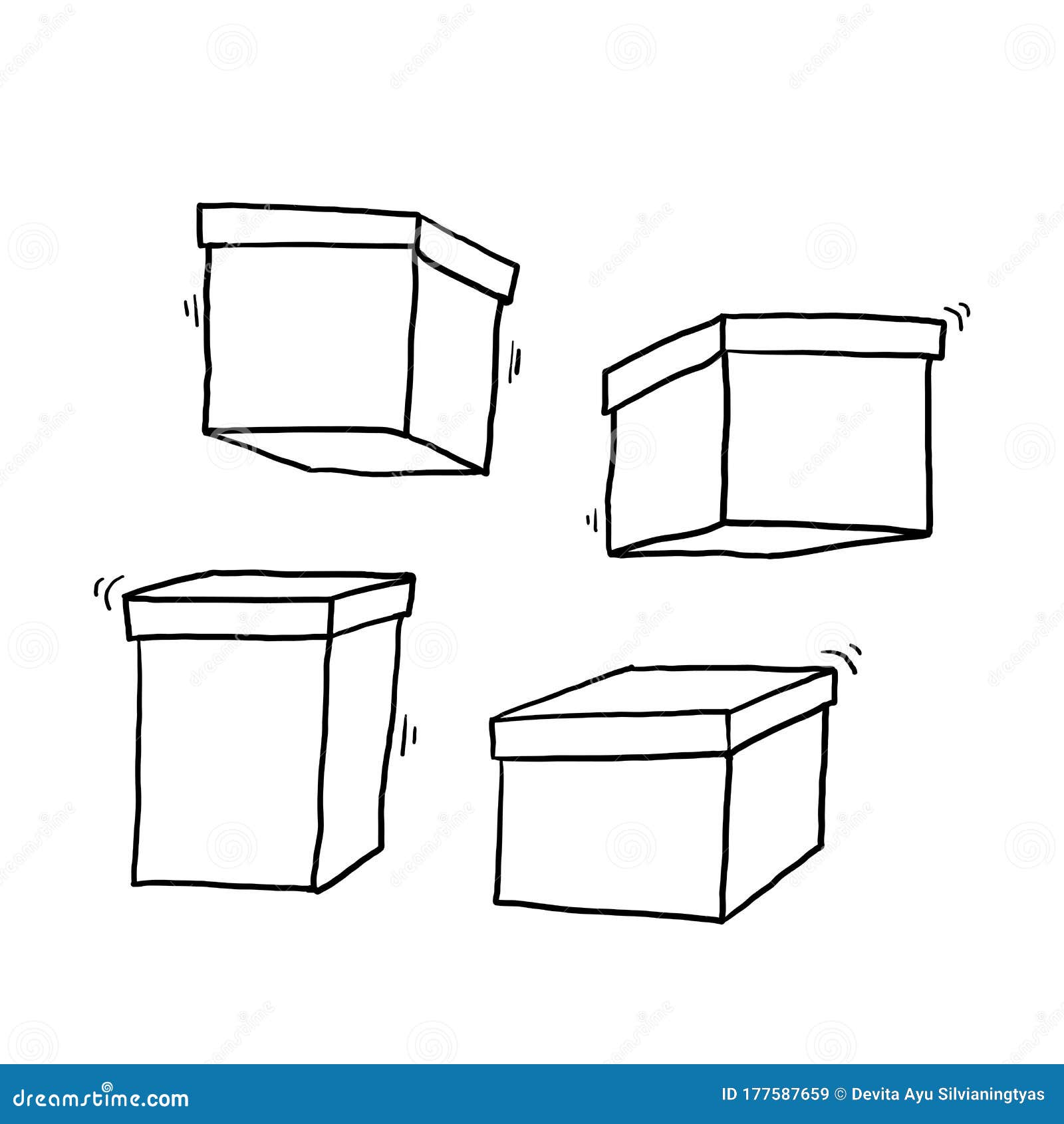 Doodle Box Icon Illustration with Hand Drawn Style Vector Isolated ...