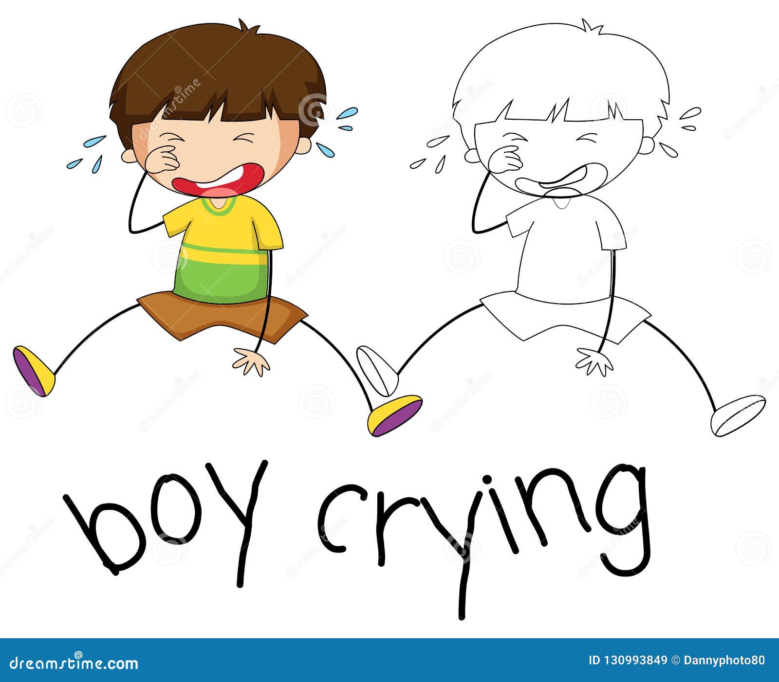 Doodle Boy Crying Character Stock Vector - Illustration of vector ...