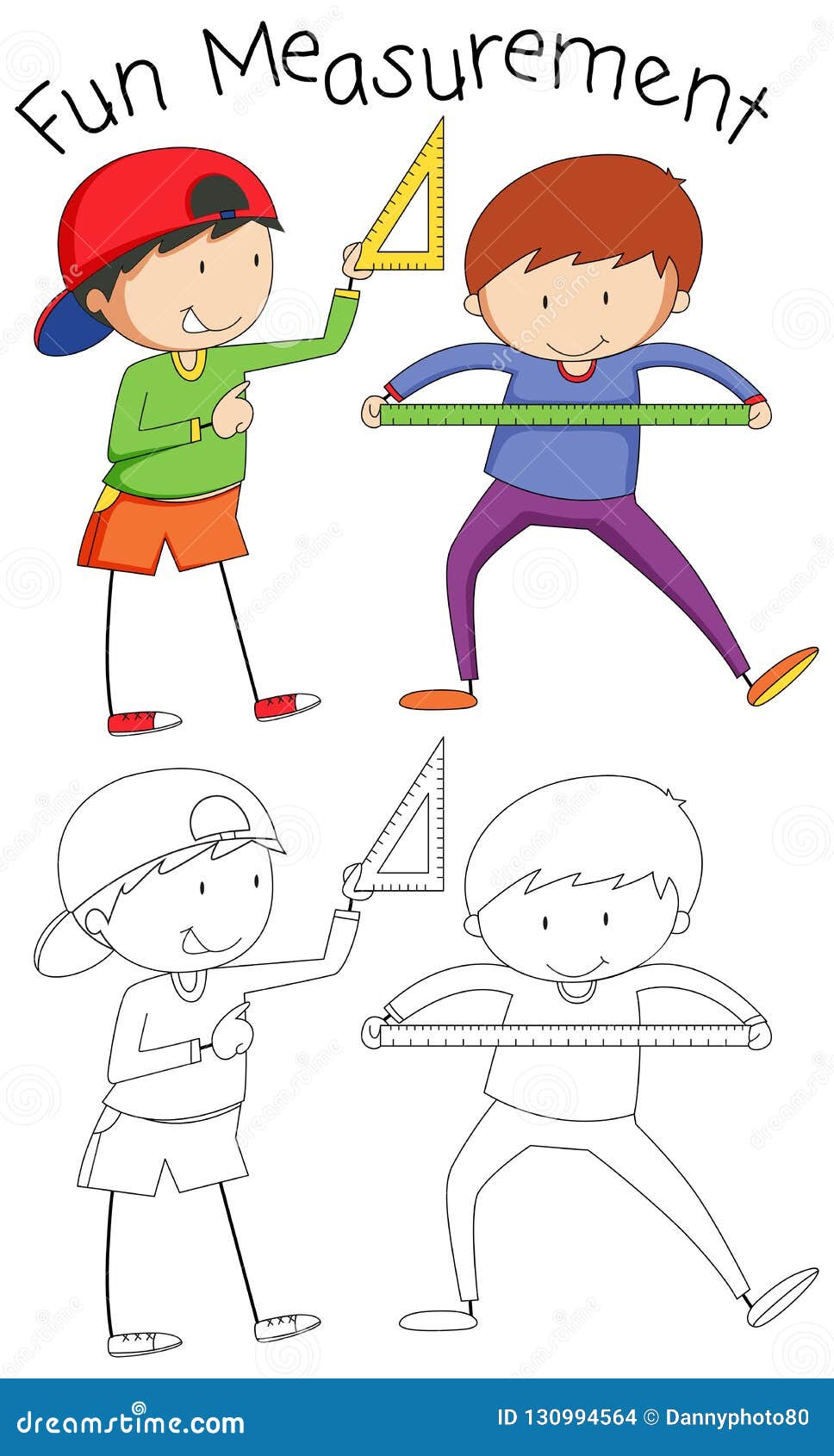 Doodle boy with math tools stock vector. Illustration of math - 130994564