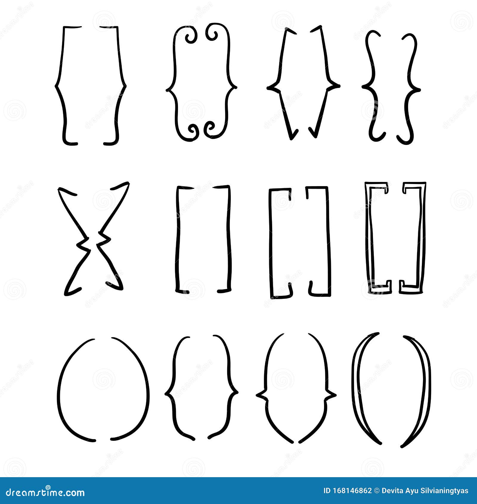 Doodle Bracket Set Illustration Vector Handdrawn Style Stock Vector ...