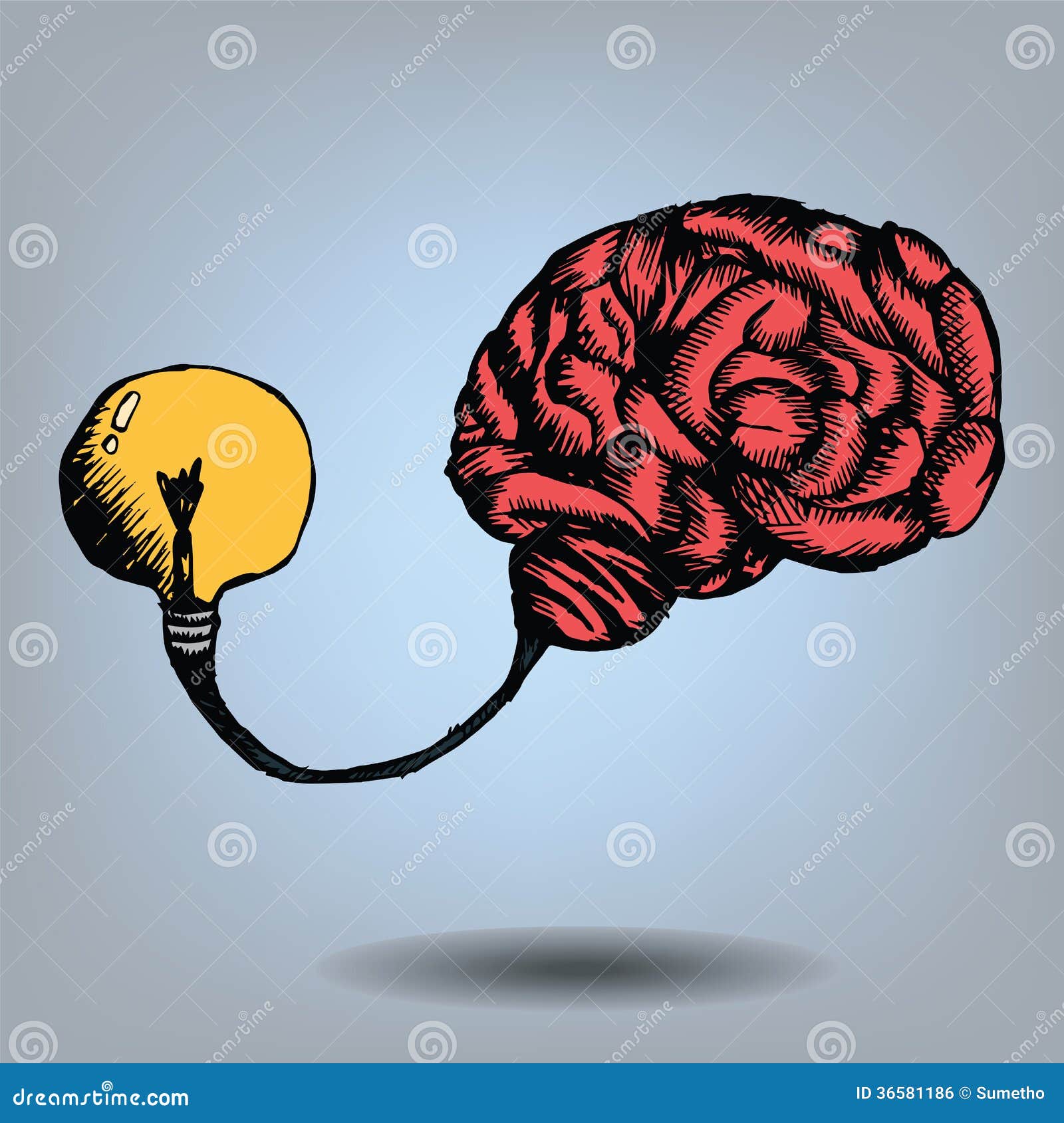 Doodle Brain and Bulb Light Stock Vector - Illustration of human ...