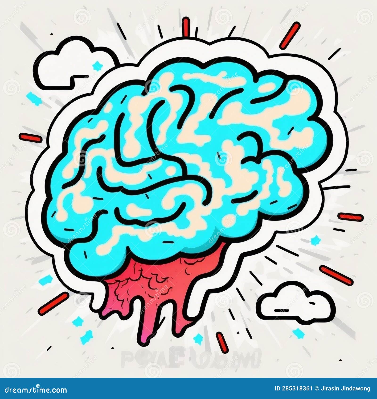Doodle Brain Cartoon Style, Illustrator, Generative AI Stock ...
