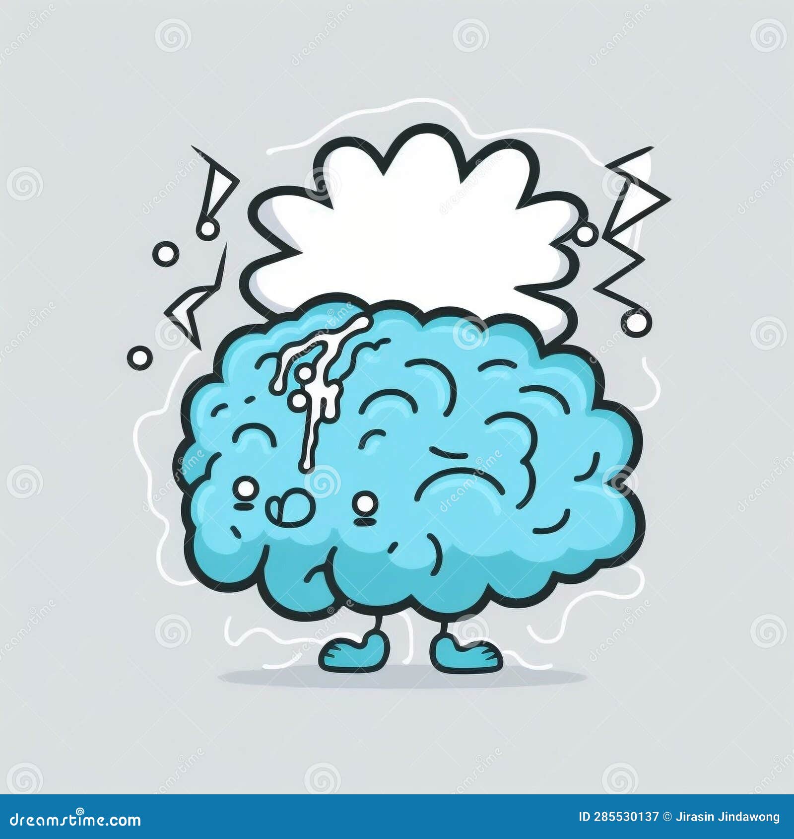 Doodle Brain Cartoon Style, Illustrator, Generative AI Stock ...