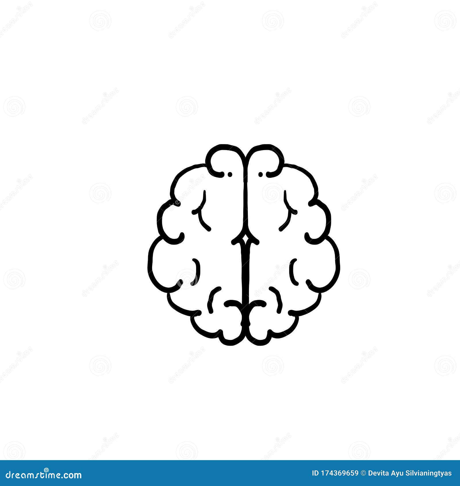 Doodle Brain Symbol On White Background Cartoon Vector | CartoonDealer ...