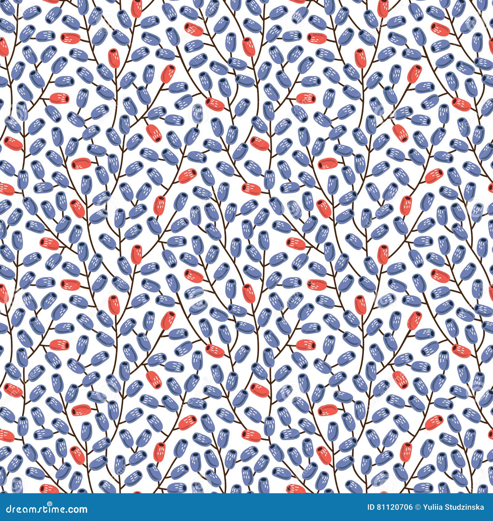 Doodle branches pattern. stock vector. Illustration of endless - 81120706