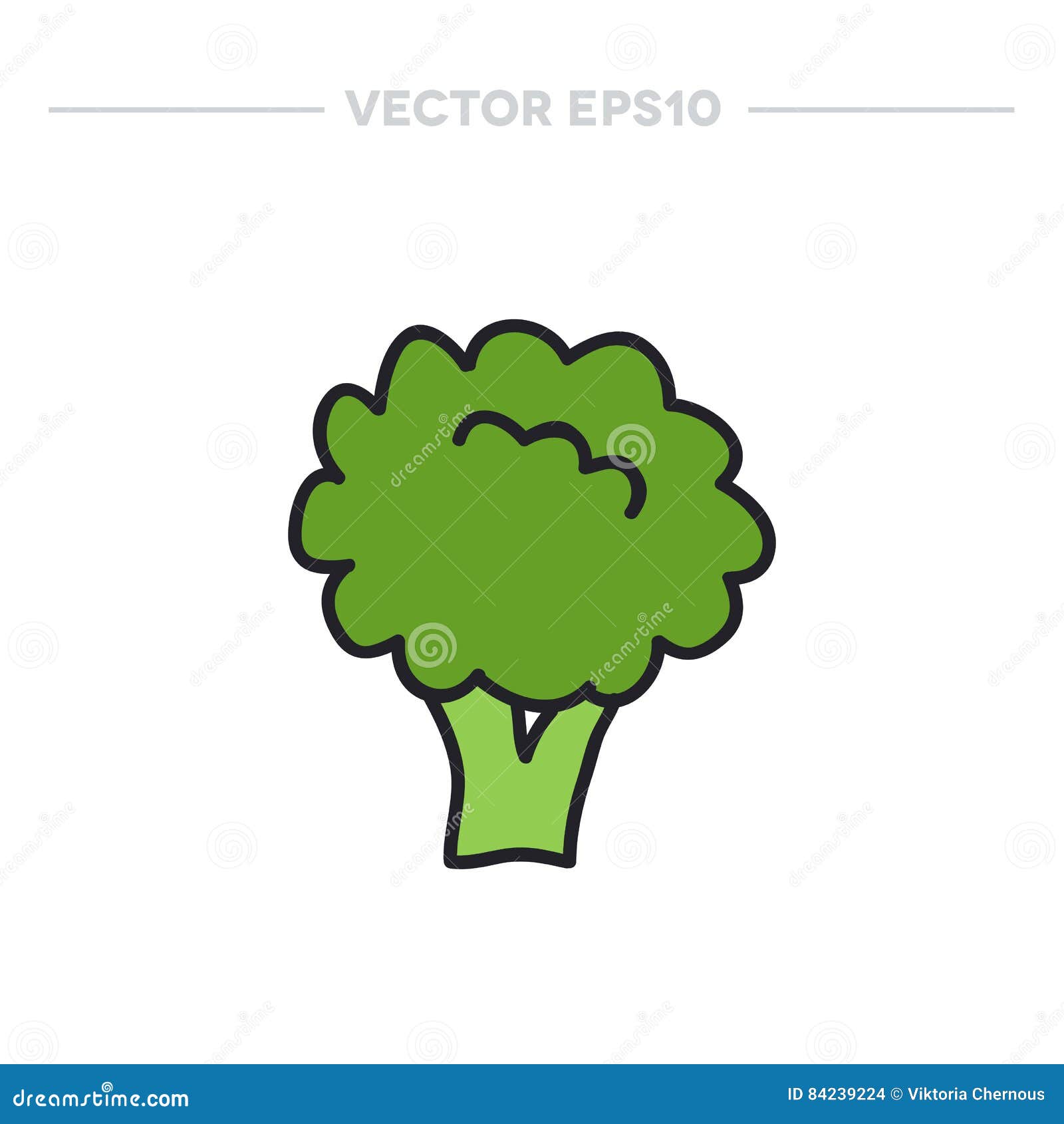 Doodle Broccoli. Vector Illustration Stock Vector - Illustration of ...
