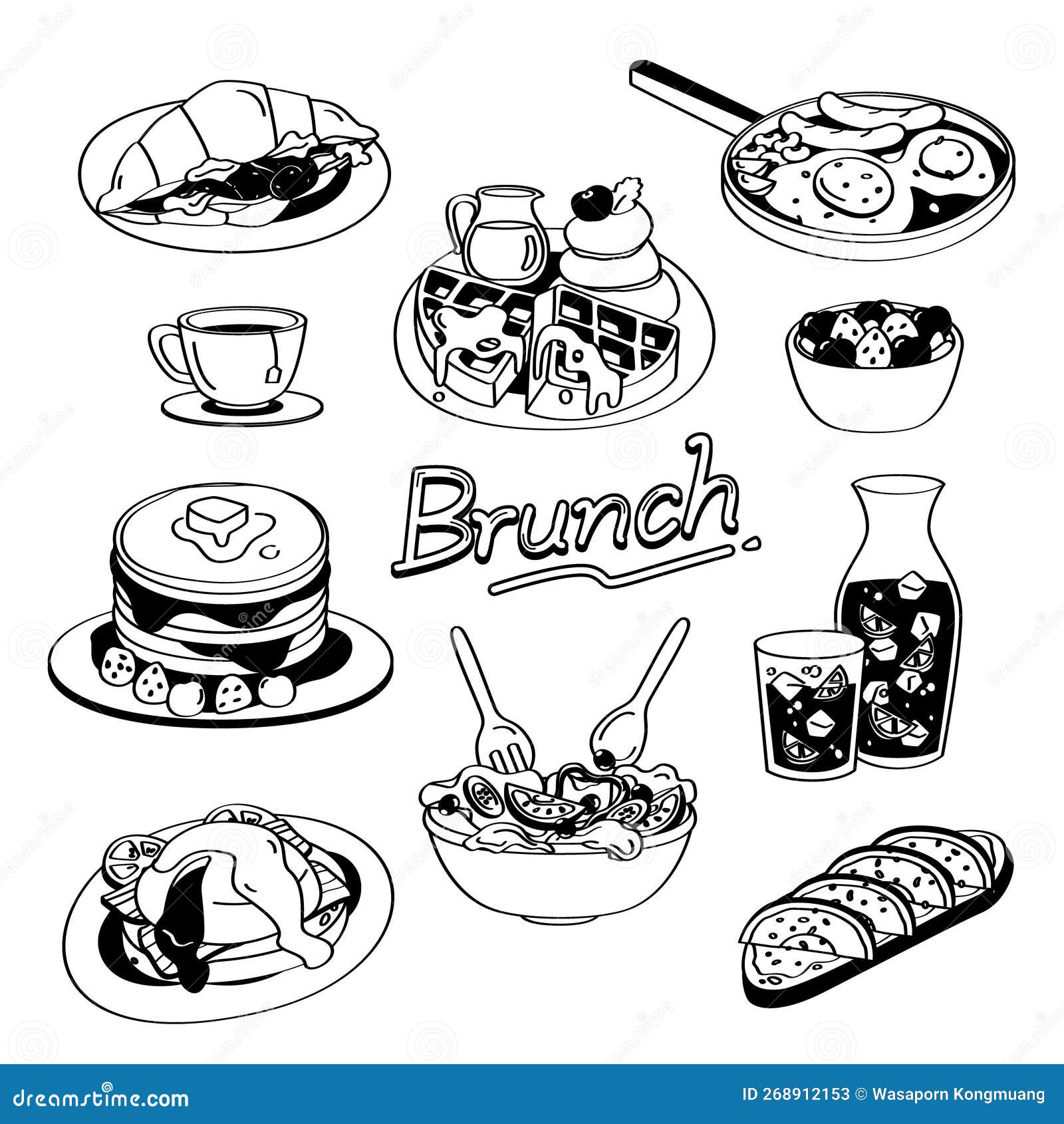Doodle for Brunch Menu. Brunch Menu with Hand Drawing Styles. Stock ...