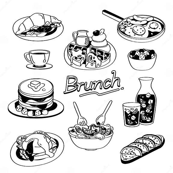 Doodle for Brunch Menu. Brunch Menu with Hand Drawing Styles. Stock ...
