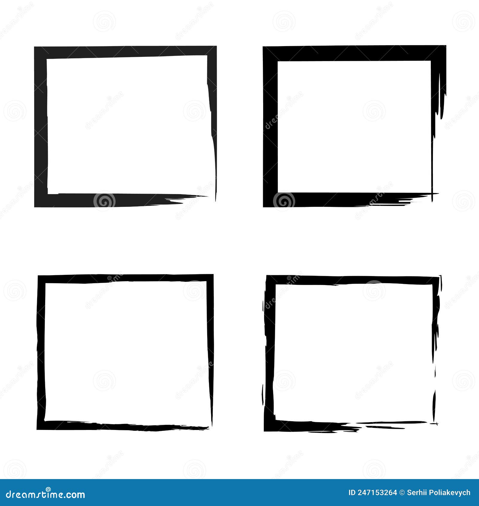 Doodle Brush Stroke Rectangles. Hand Drawn Set. Vector Illustration ...