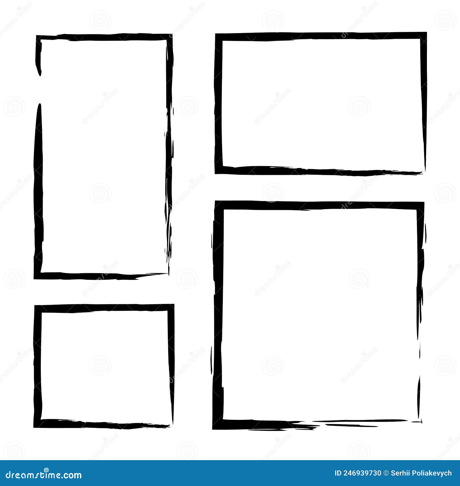 Doodle Brush Stroke Rectangles. Hand Drawn Set. Vector Illustration ...