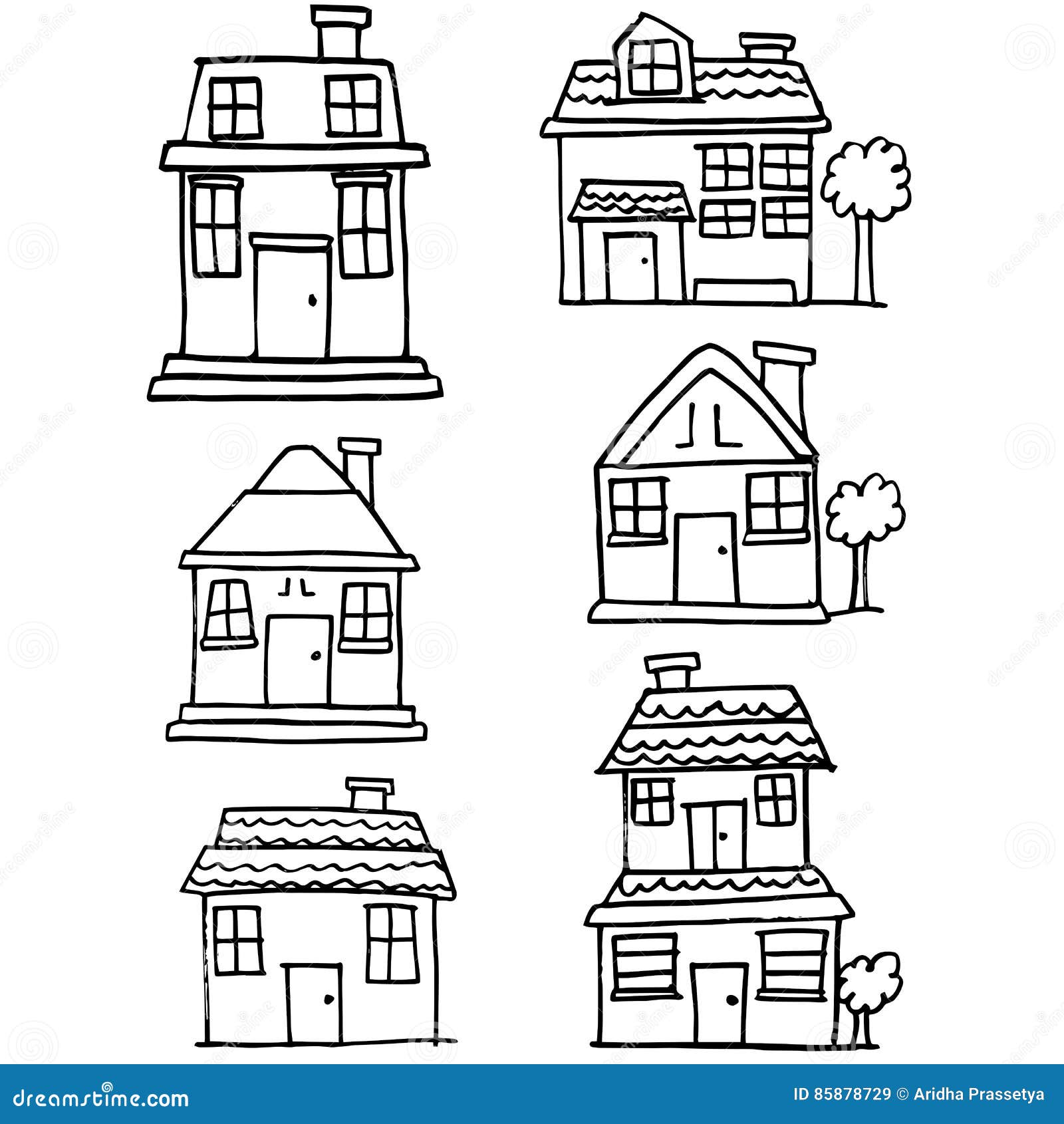 Doodle of Building Style Collection Stock Vector - Illustration of door ...