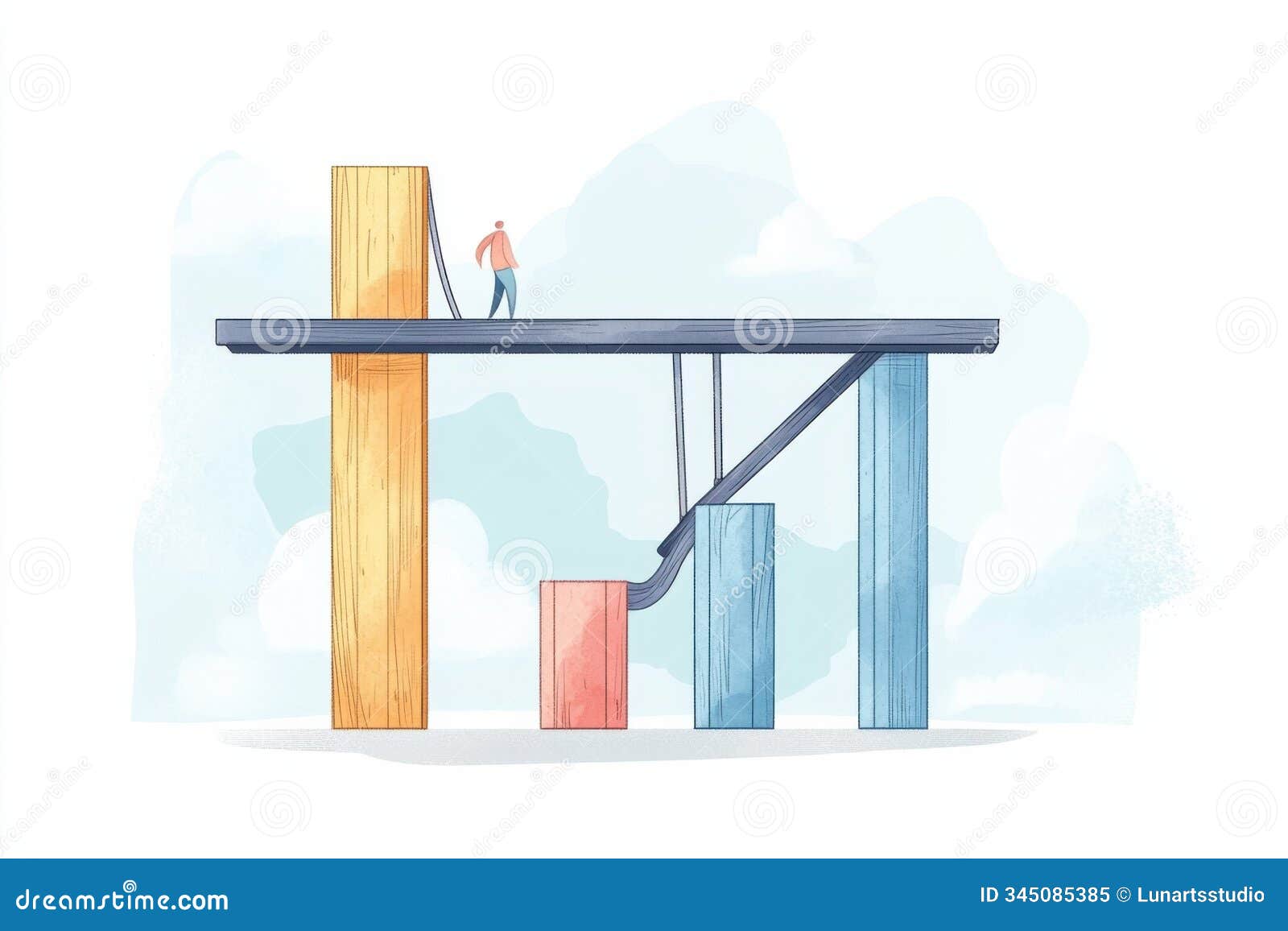 Doodle of a Bungee Jumping Platform with a Person Preparing for the ...