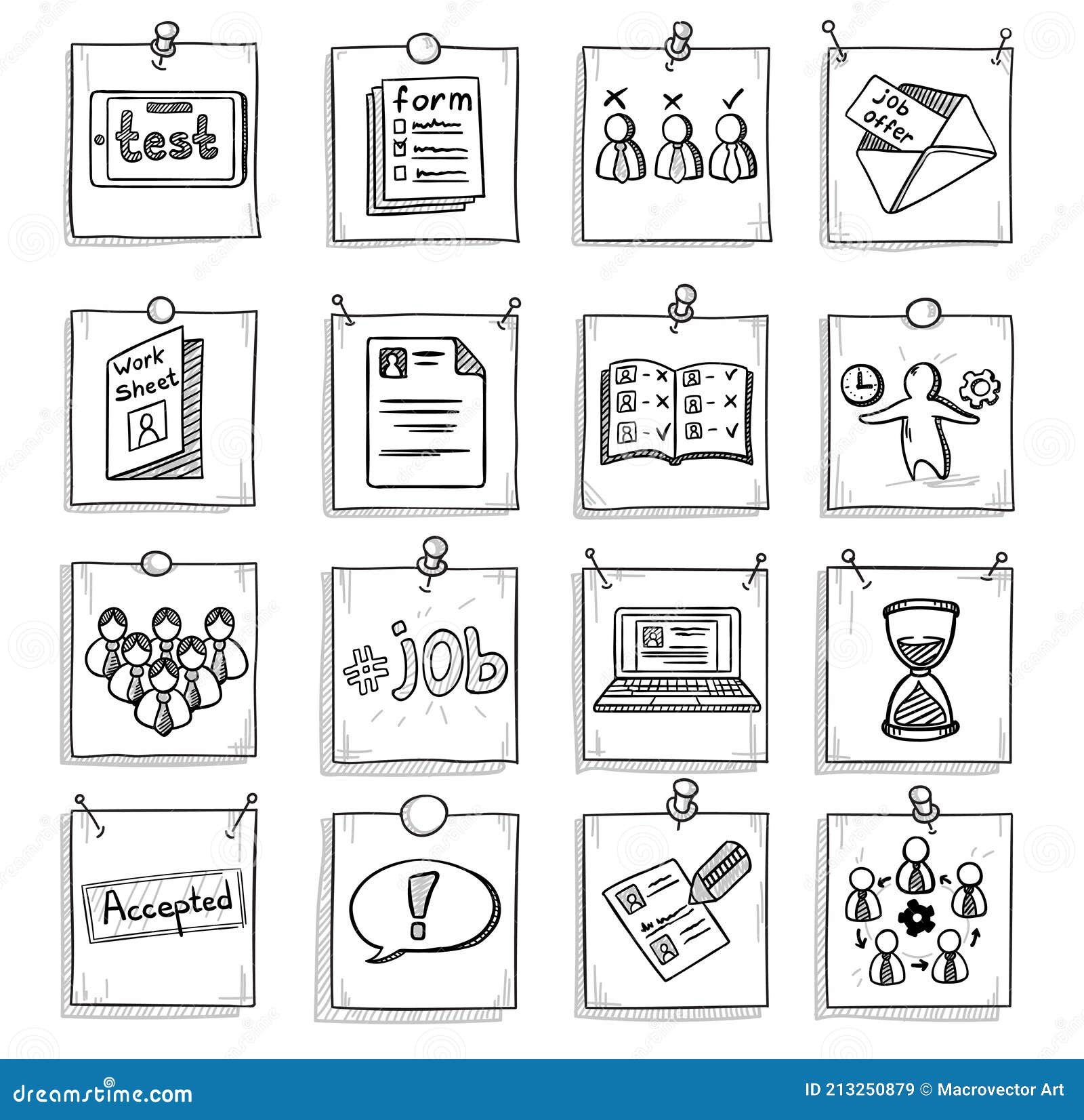 Doodle Business Career Development Elements Set Stock Vector ...