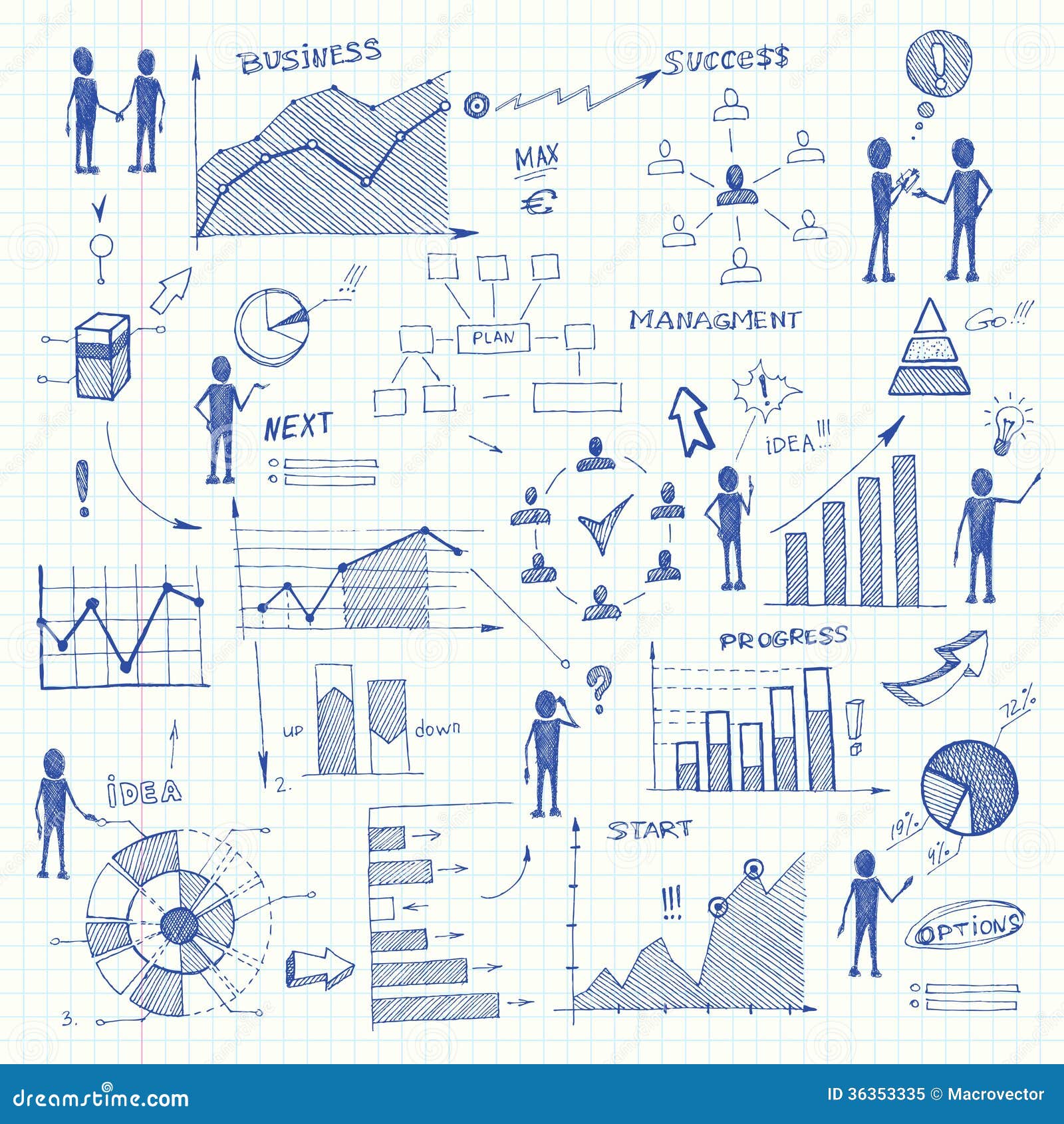 Doodle Business Charts Infographics Elements Stock Vector ...