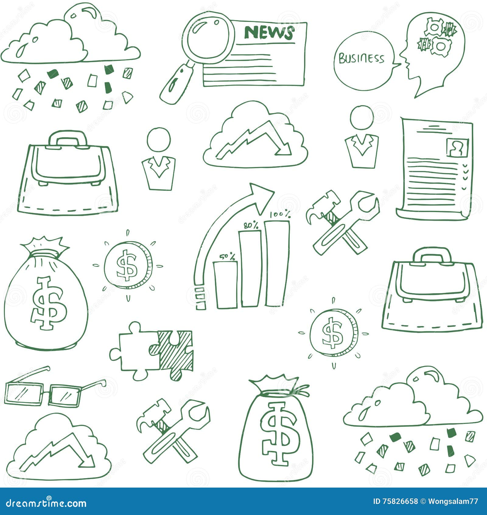 Doodle of Business Finance Elements Stock Vector - Illustration of ...