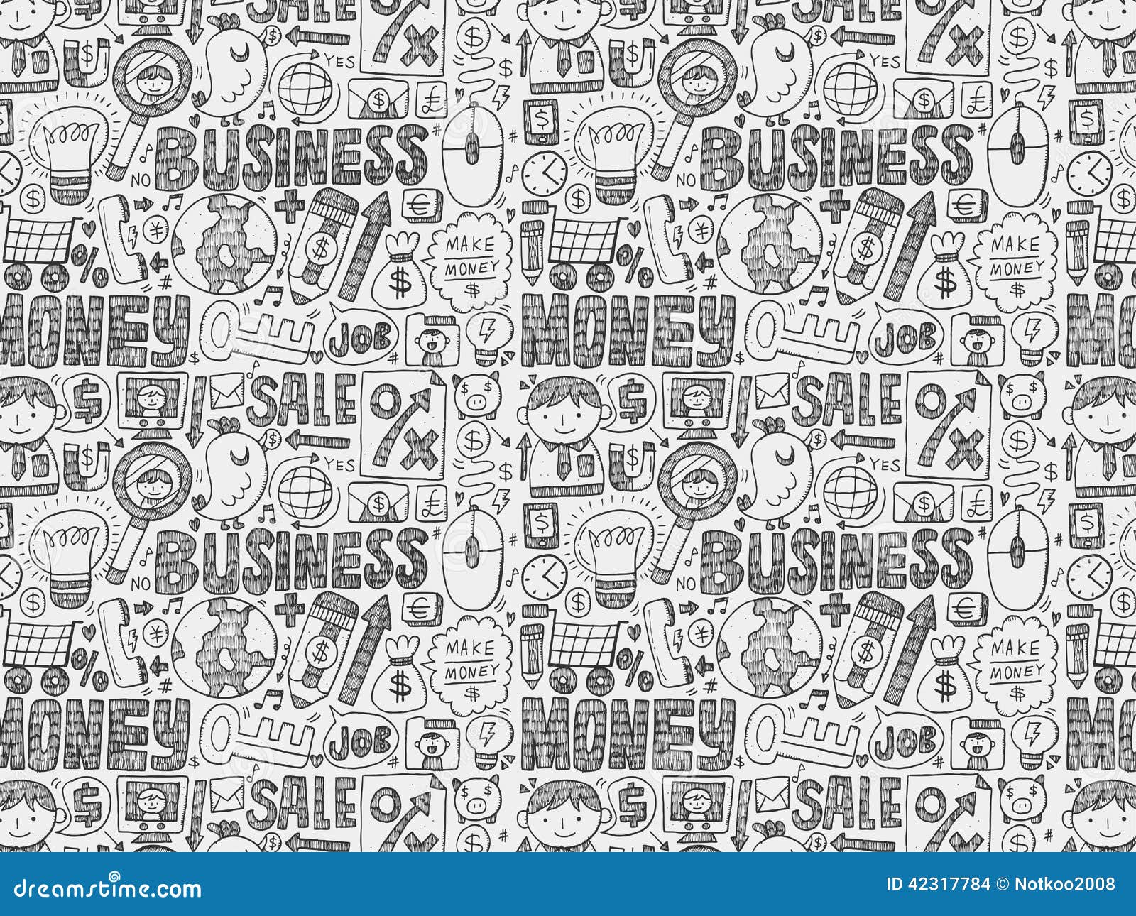 Doodle business seamless stock vector. Illustration of design - 42317784
