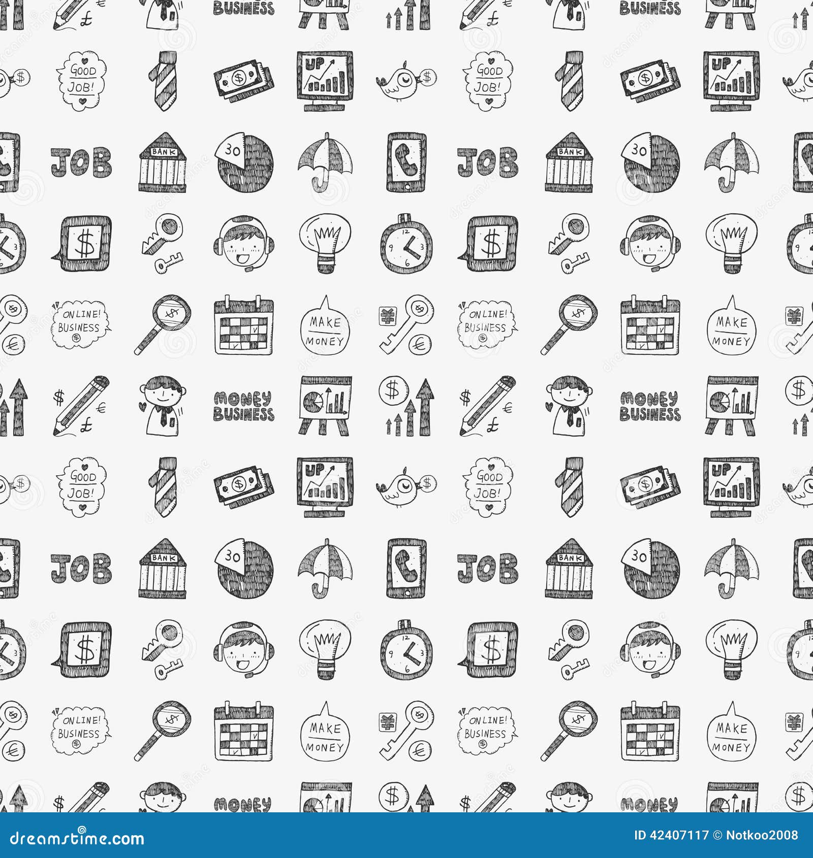 Doodle business seamless stock vector. Illustration of design - 42407117