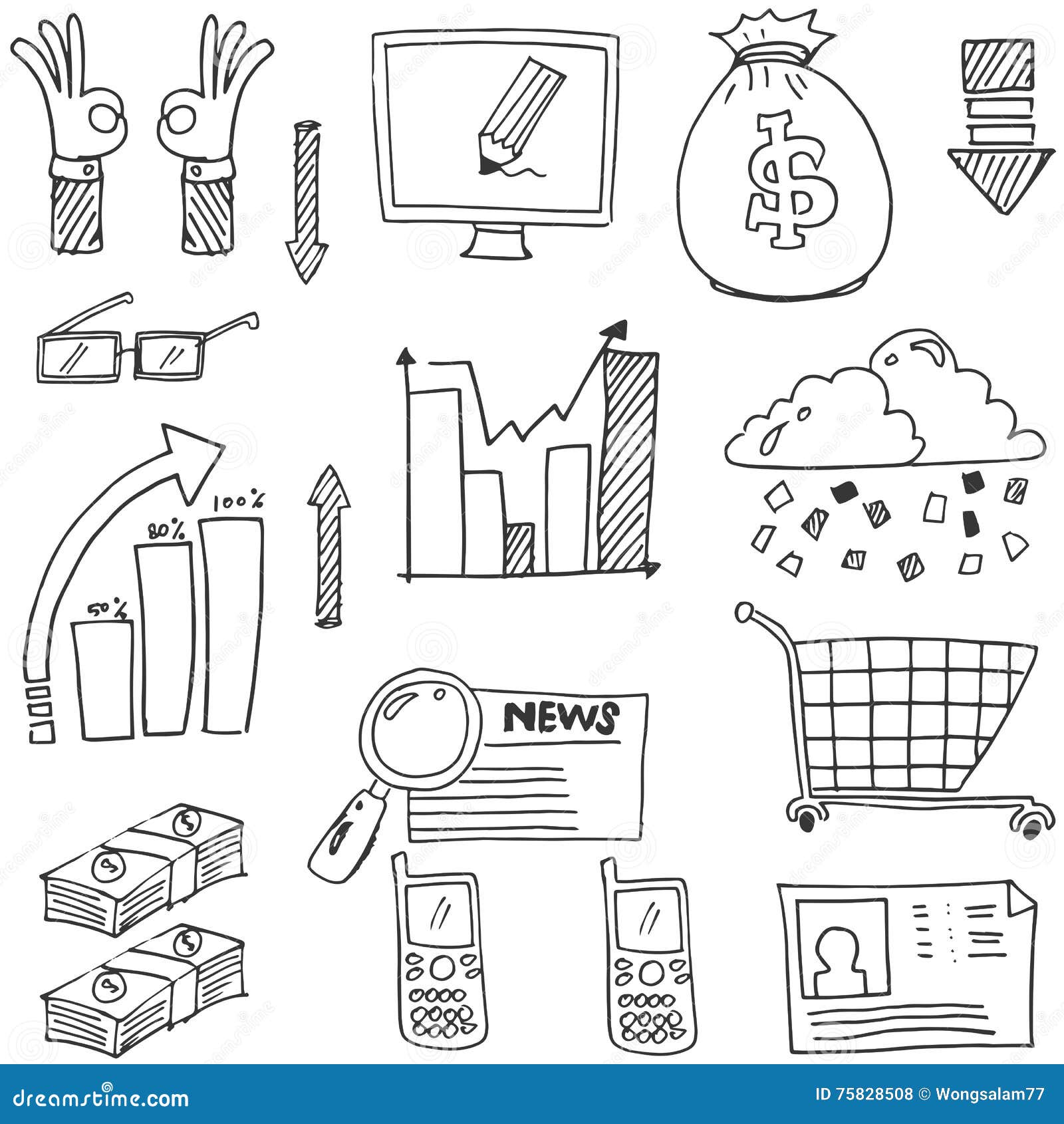 Doodle of Business Set Had Draw Stock Vector - Illustration of icon ...