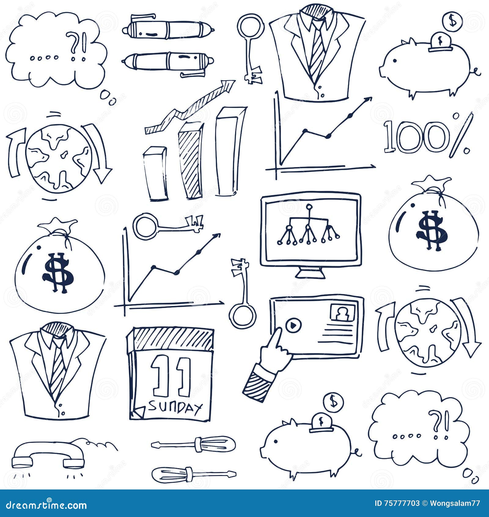 Doodle of Business Vector Collection Stock Vector - Illustration of ...