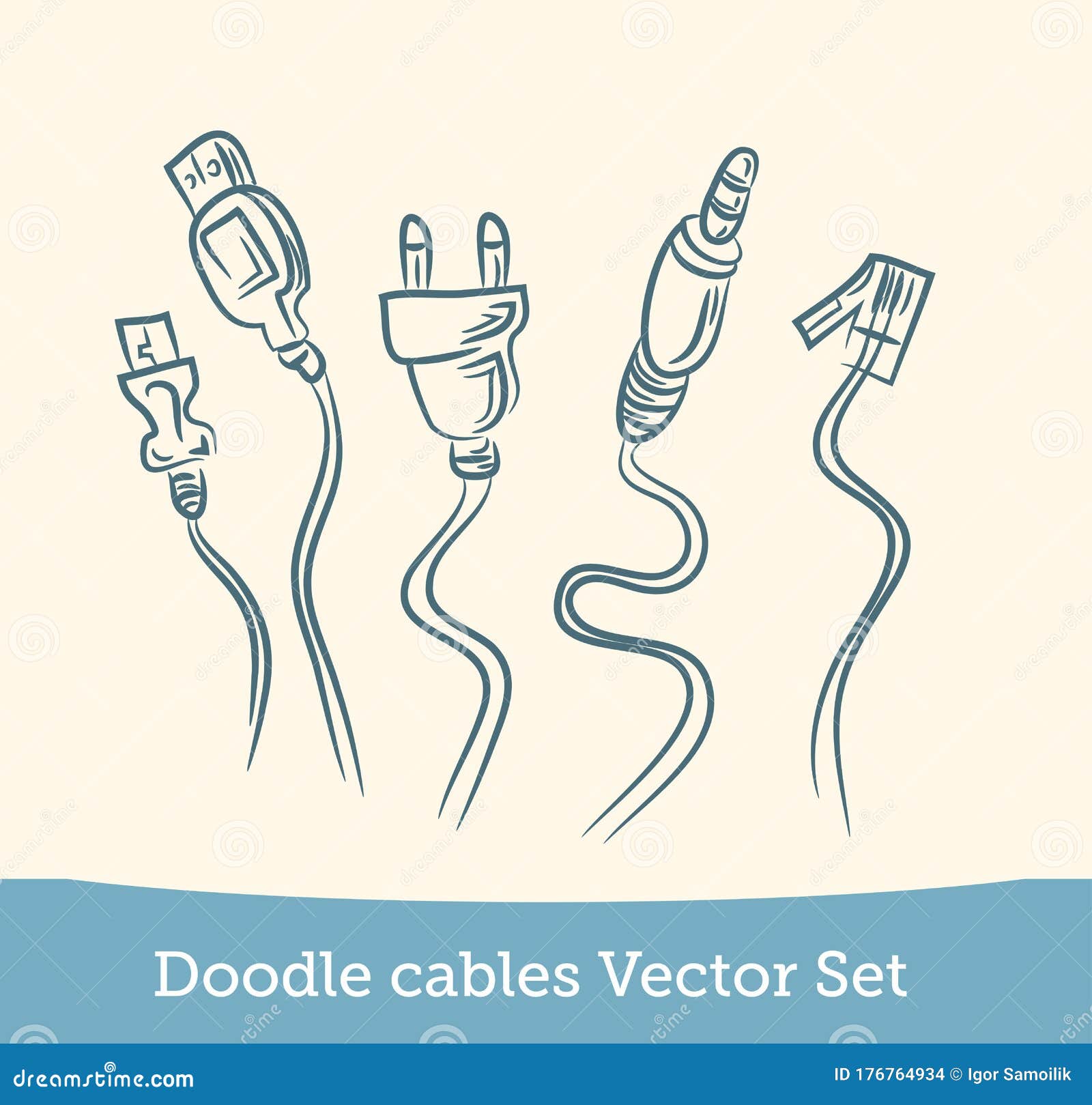 Usb Connector Doodle Icon Vector Illustration | CartoonDealer.com ...