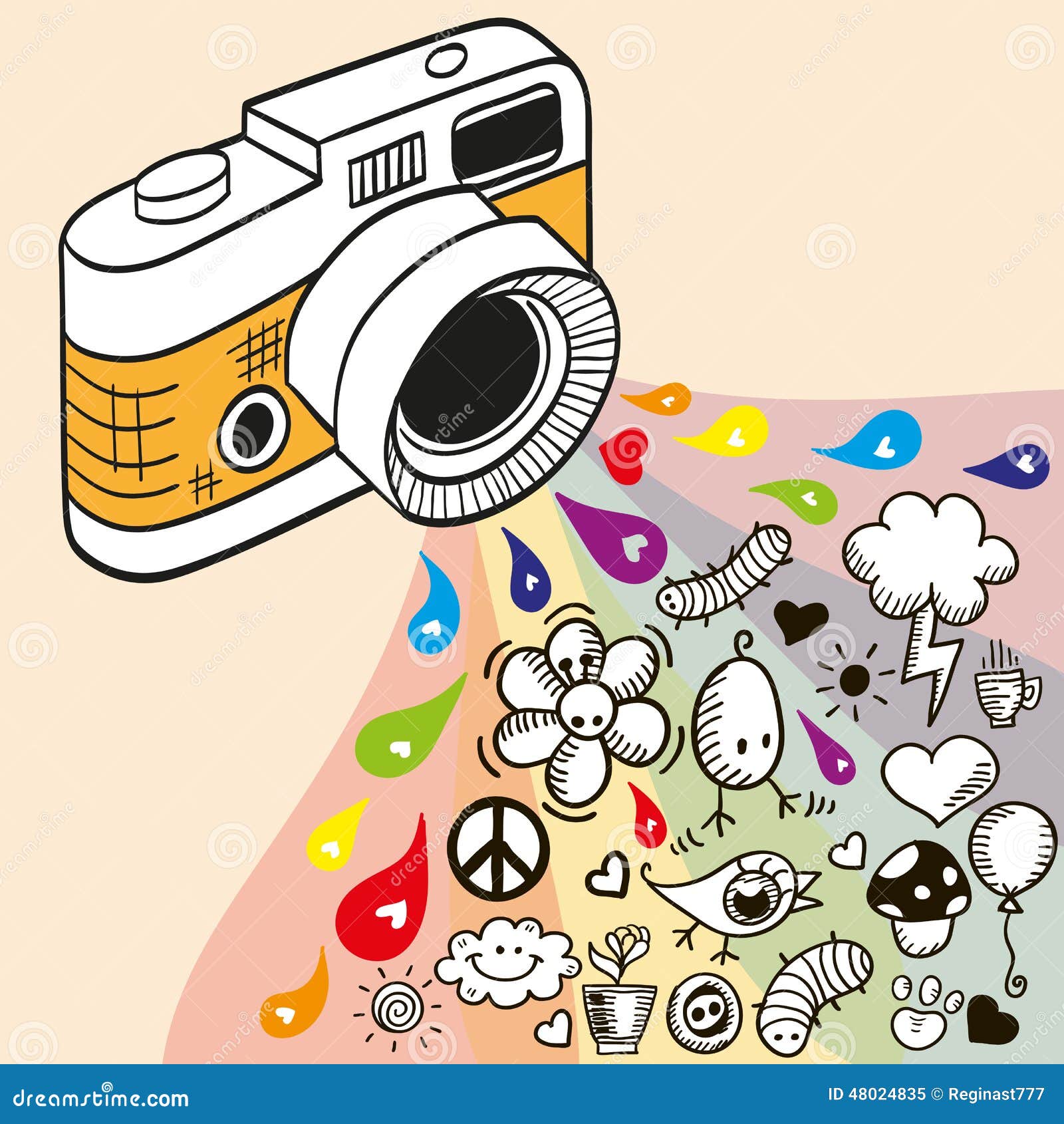 Doodle camera stock vector. Illustration of decor, hipster - 48024835