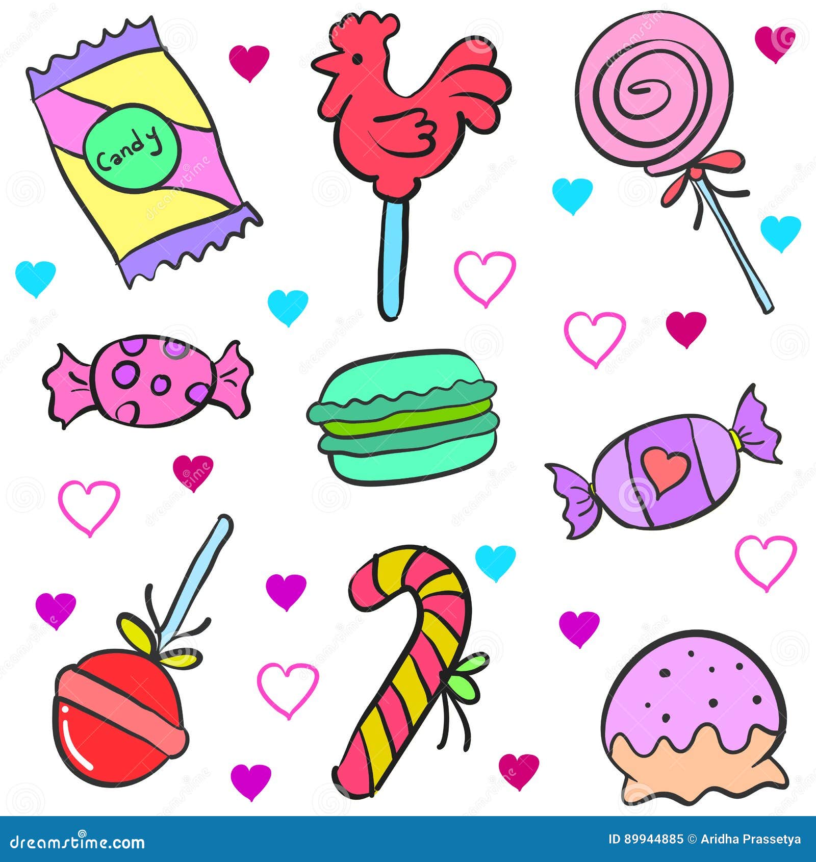 Doodle of Candy Colorful Style Stock Vector - Illustration of birthday ...