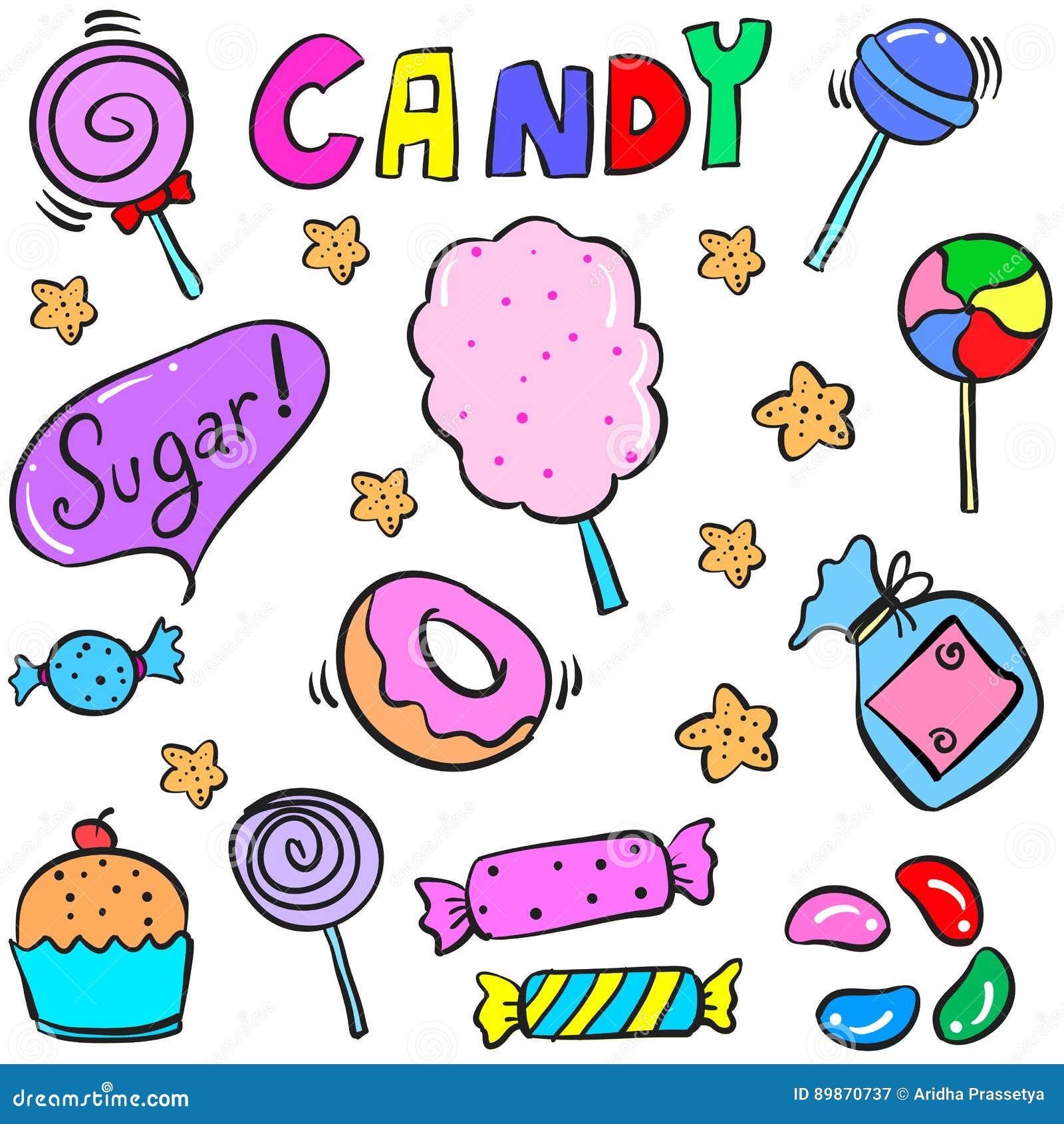 Doodle of Candy Cute Style Design Stock Vector - Illustration of vector ...