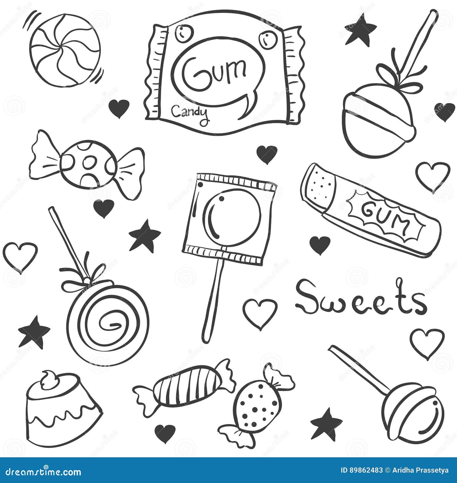 Doodle Candy Various Hand Draw Style Stock Vector - Illustration of ...