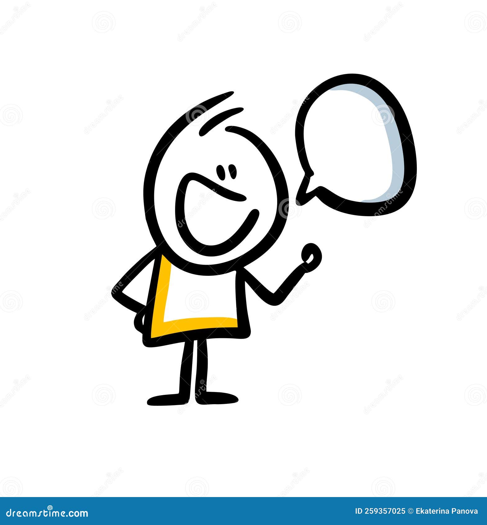 Doodle Cartoon Character Talking with Comics Bubble. Stock Vector ...