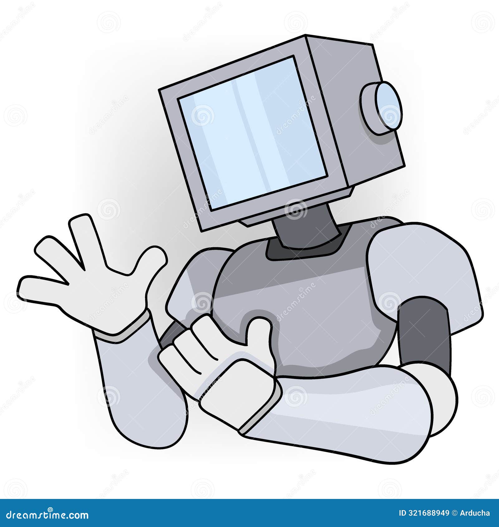 Doodle Cartoon Illustration Of Artificial Intelligence Embedded In A ...