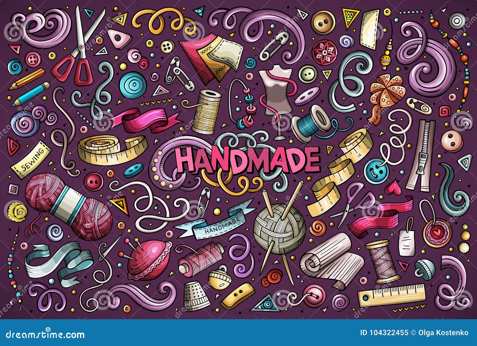 Doodle Cartoon Set of Handmade Object Stock Vector - Illustration of ...