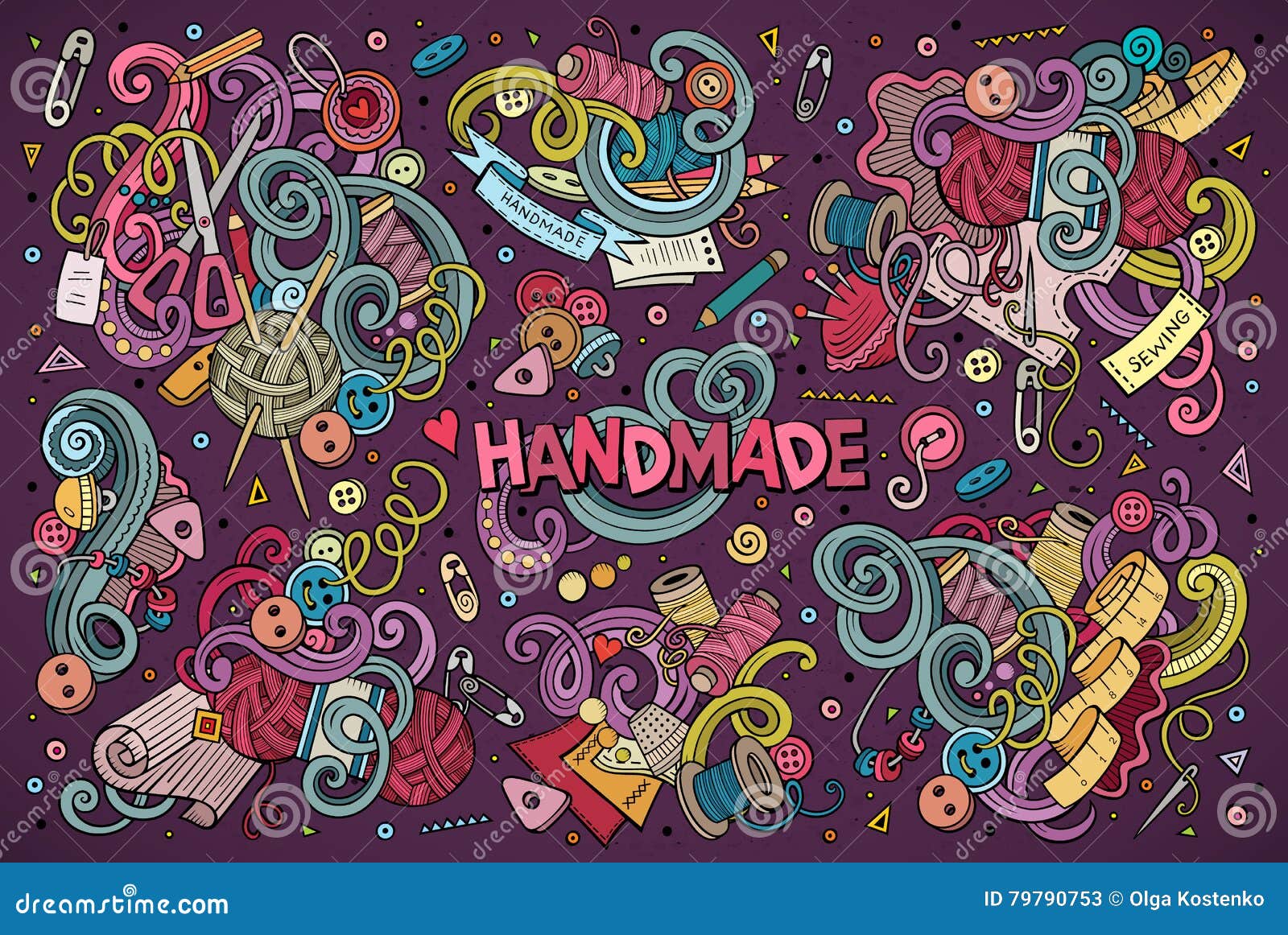 Doodle Cartoon Set of Handmade Object Stock Vector - Illustration of ...