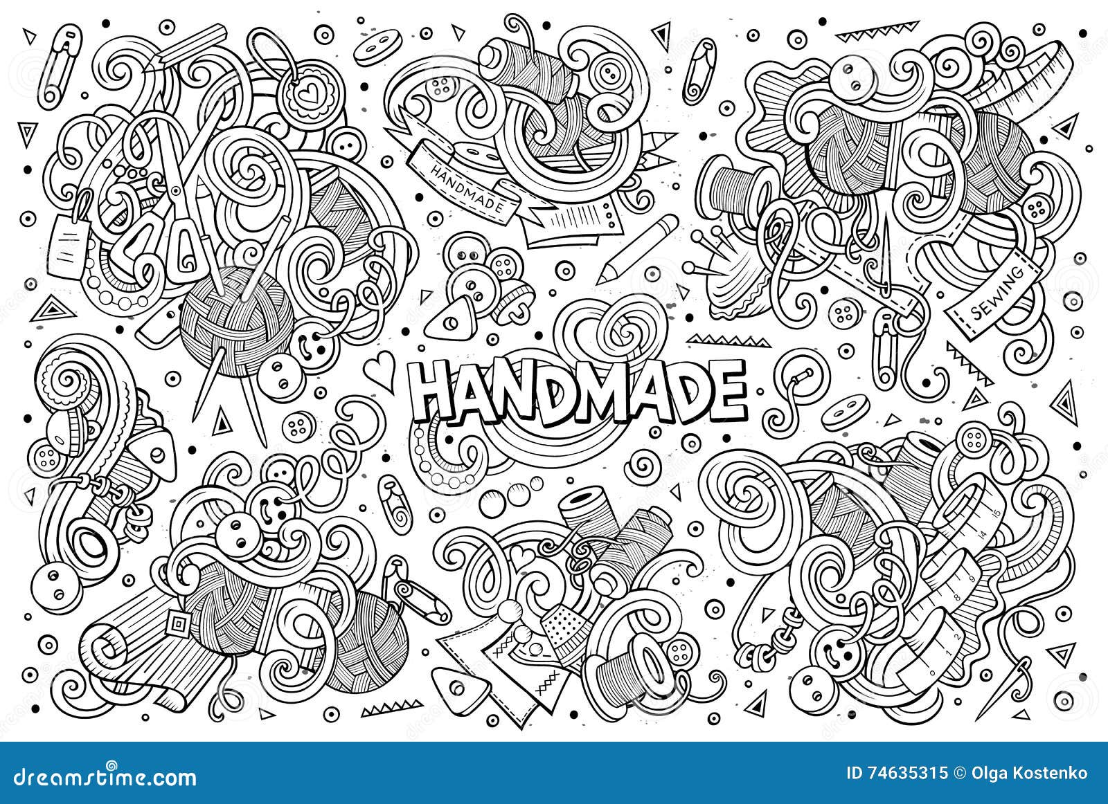 Doodle Cartoon Set of Handmade Object Stock Vector - Illustration of ...