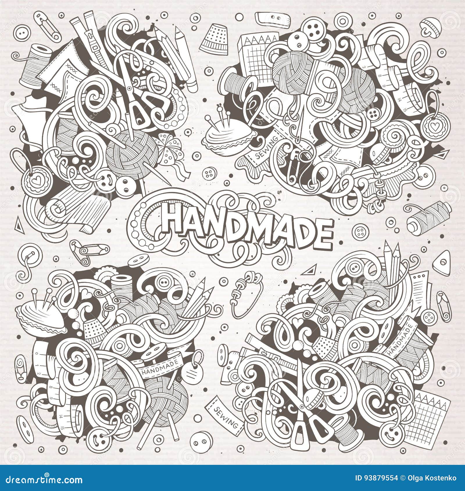 Doodle Cartoon Set of Handmade Object Stock Vector - Illustration of ...