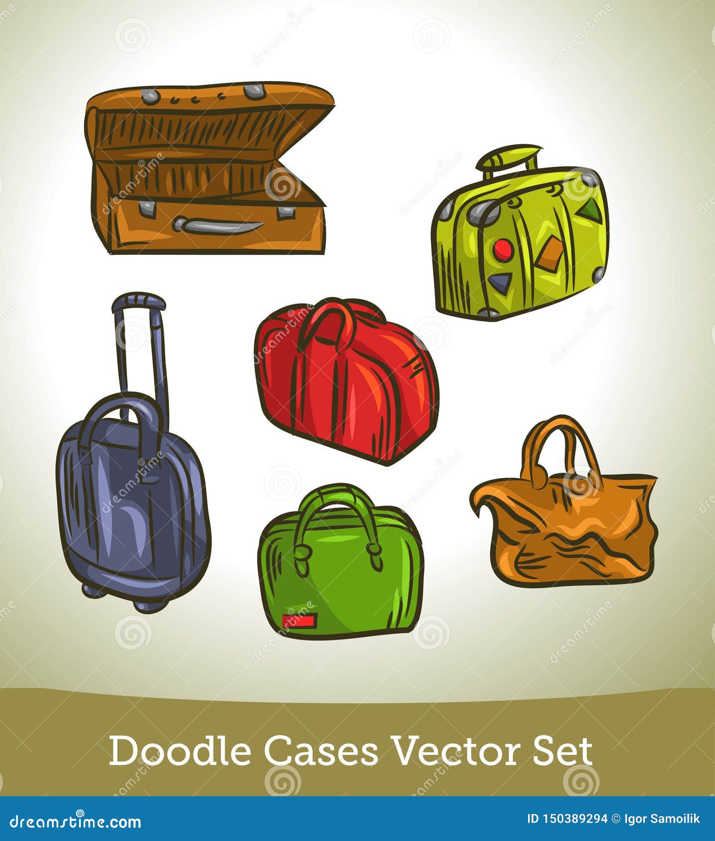 Doodle Cases Set Isolated on White Background. Vector Stock Vector ...