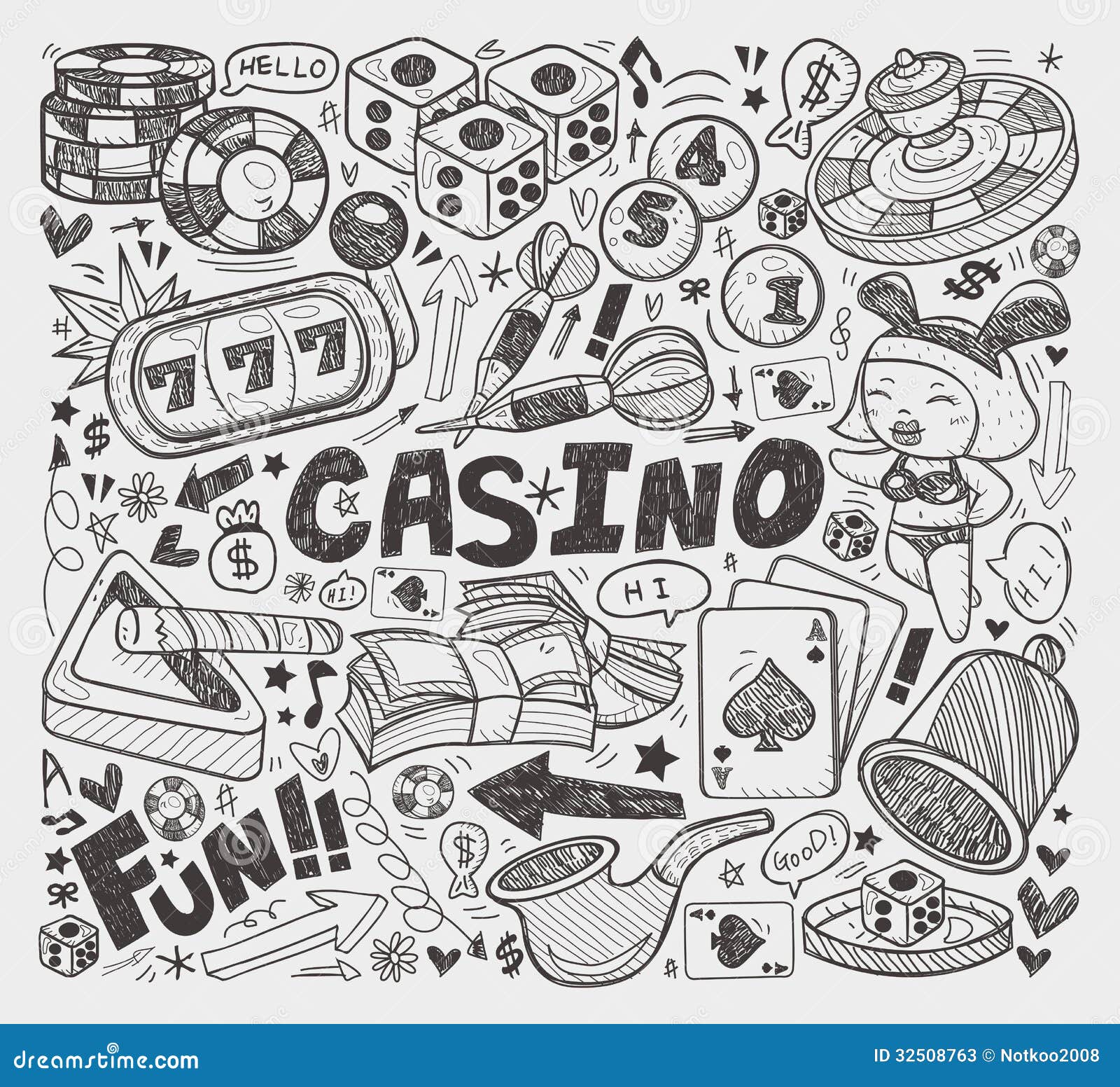Doodle Of One Casino Dice Cartoon Vector | CartoonDealer.com #88756231