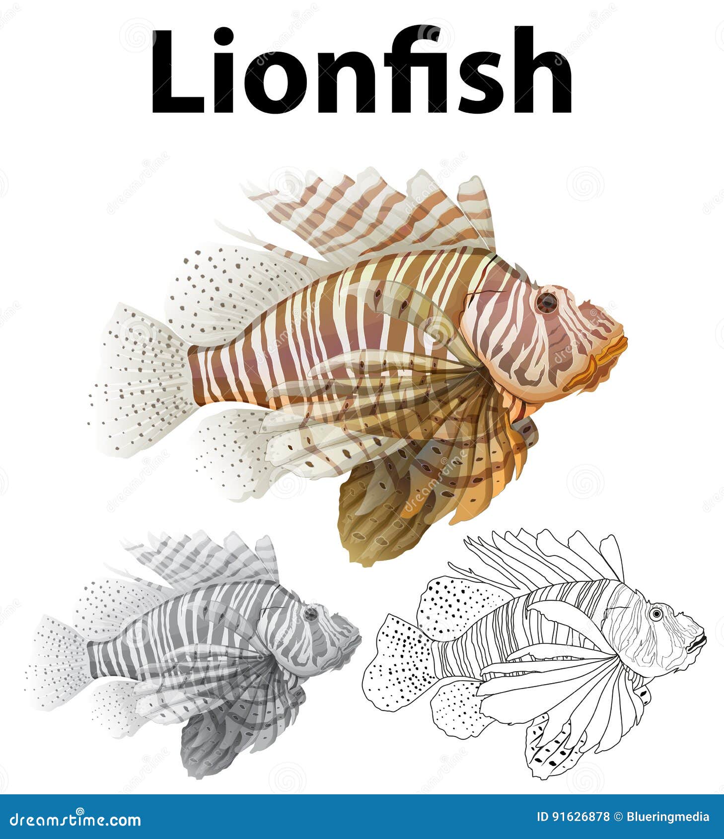 Doodle Character for Lionfish Stock Vector - Illustration of clipart ...