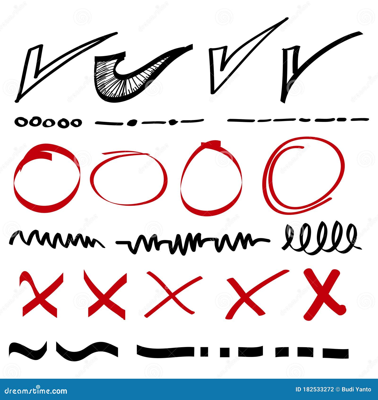 Doodle Check Mark And Wrong Mark Cartoon Vector | CartoonDealer.com ...