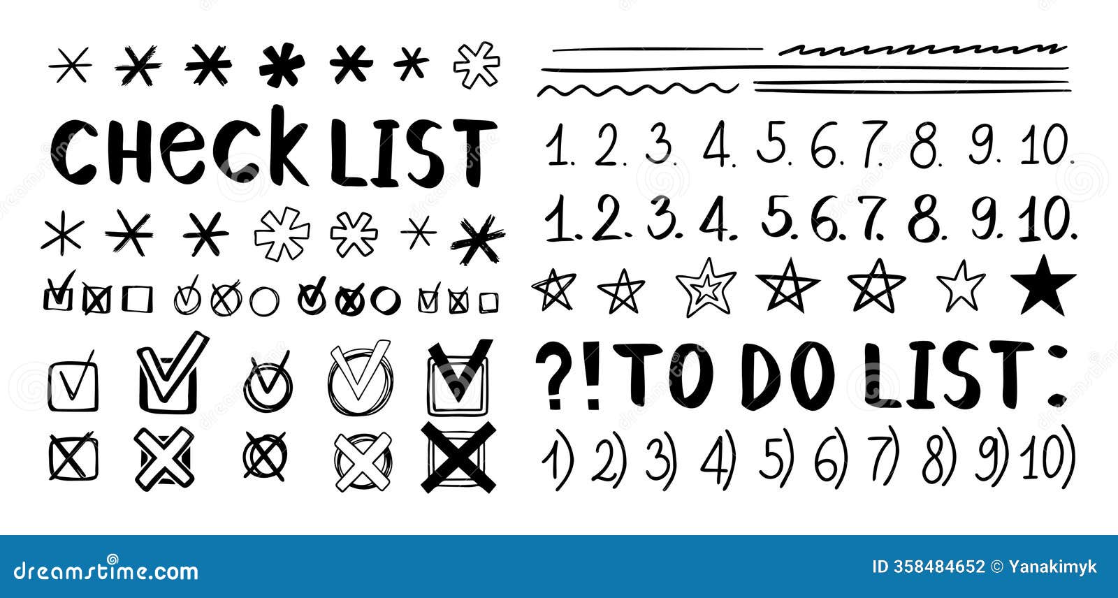 Doodle Checklist Set. To Do, Task List Vector Illustration ...