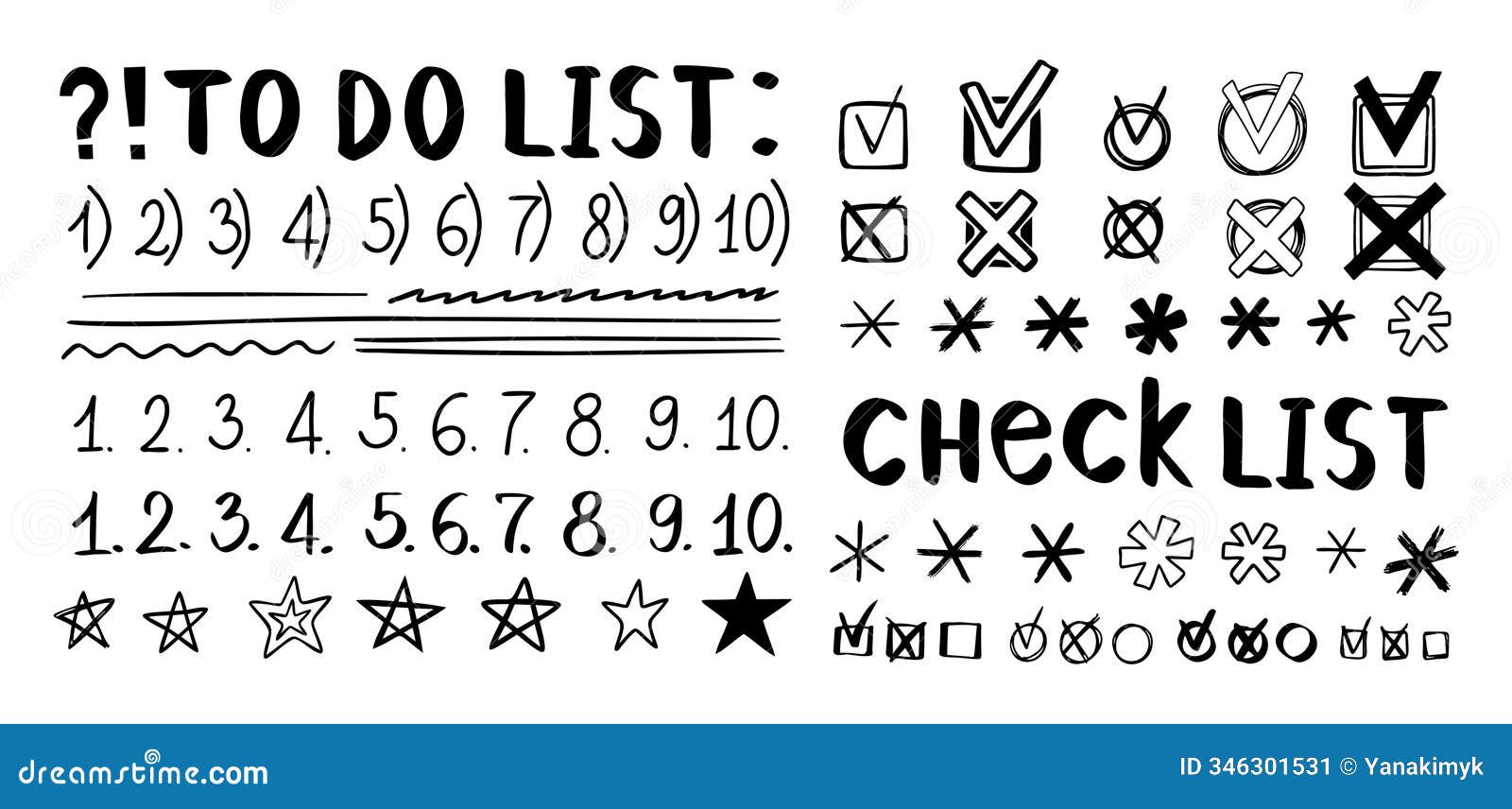 Doodle Checklist Set. To Do, Task List Vector Illustration ...